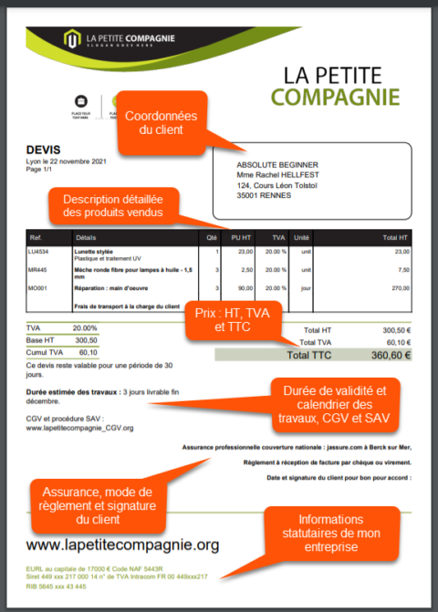 Quelles sont les mentions obligatoires sur un devis